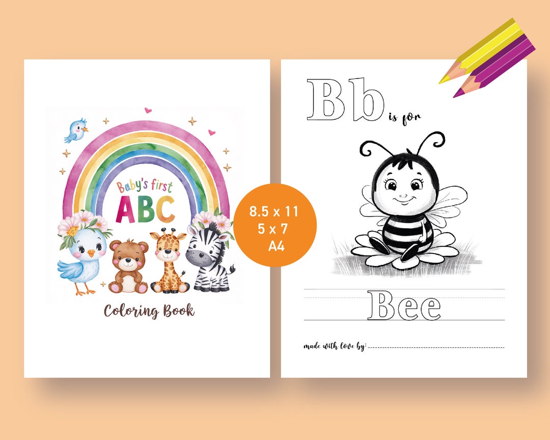 Baby Shower Coloring Book Baby Shower Games Baby First ABC Coloring ...
