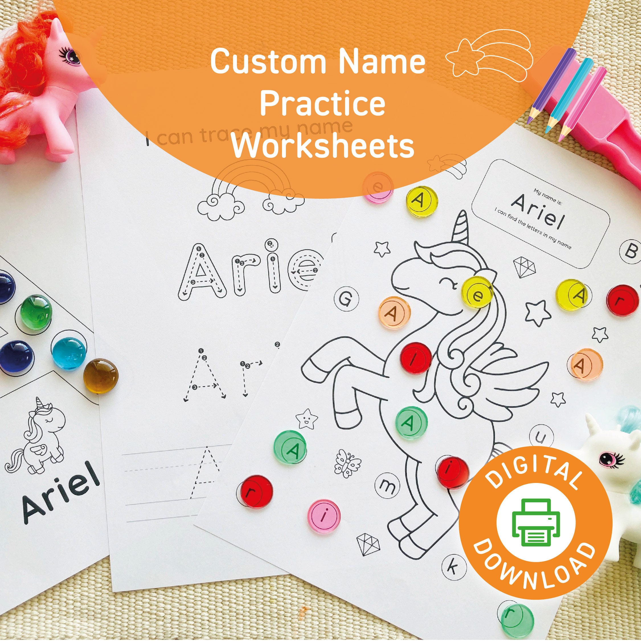 Custom Name Worksheets Tracing Sheets Spelling Practice Handwriting ...
