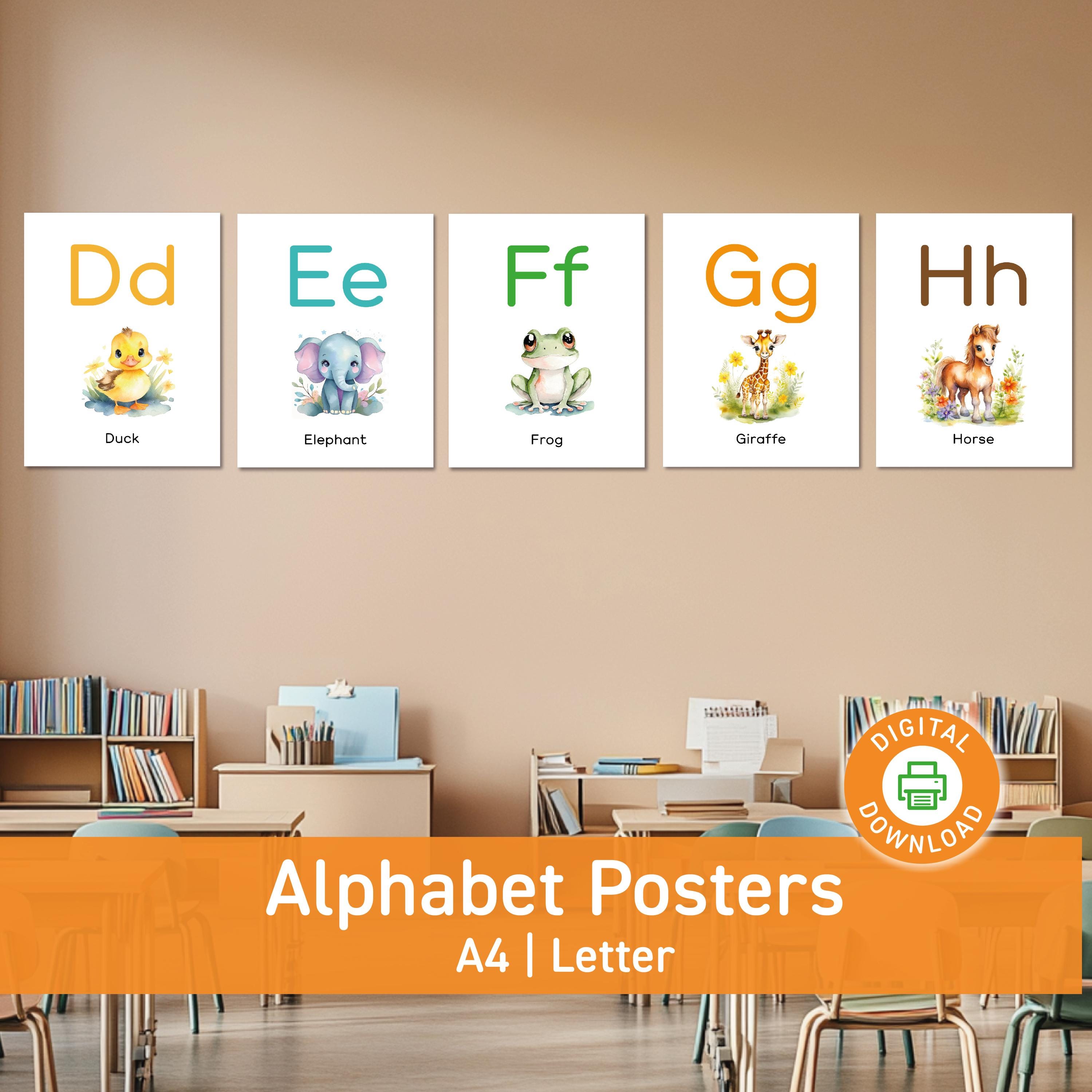 Alphabet Posters for Classroom Decor, Alphabet Home Schooling ...