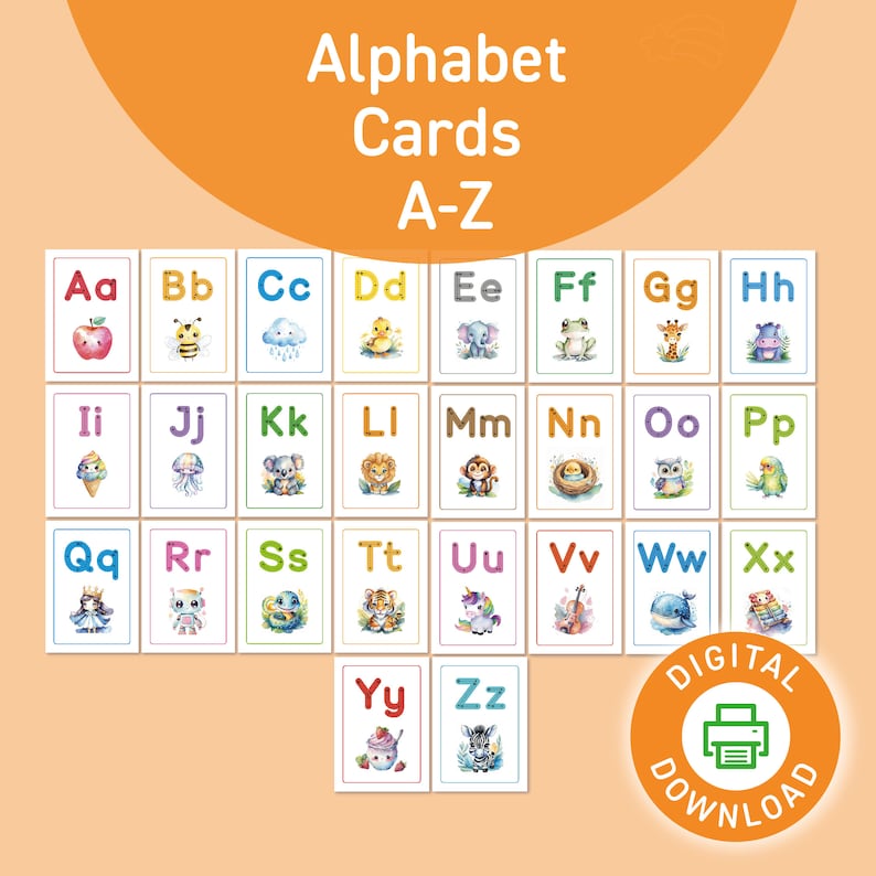 Alphabet Cards Preschool Printables homeschool Printablesalphabet Flash ...