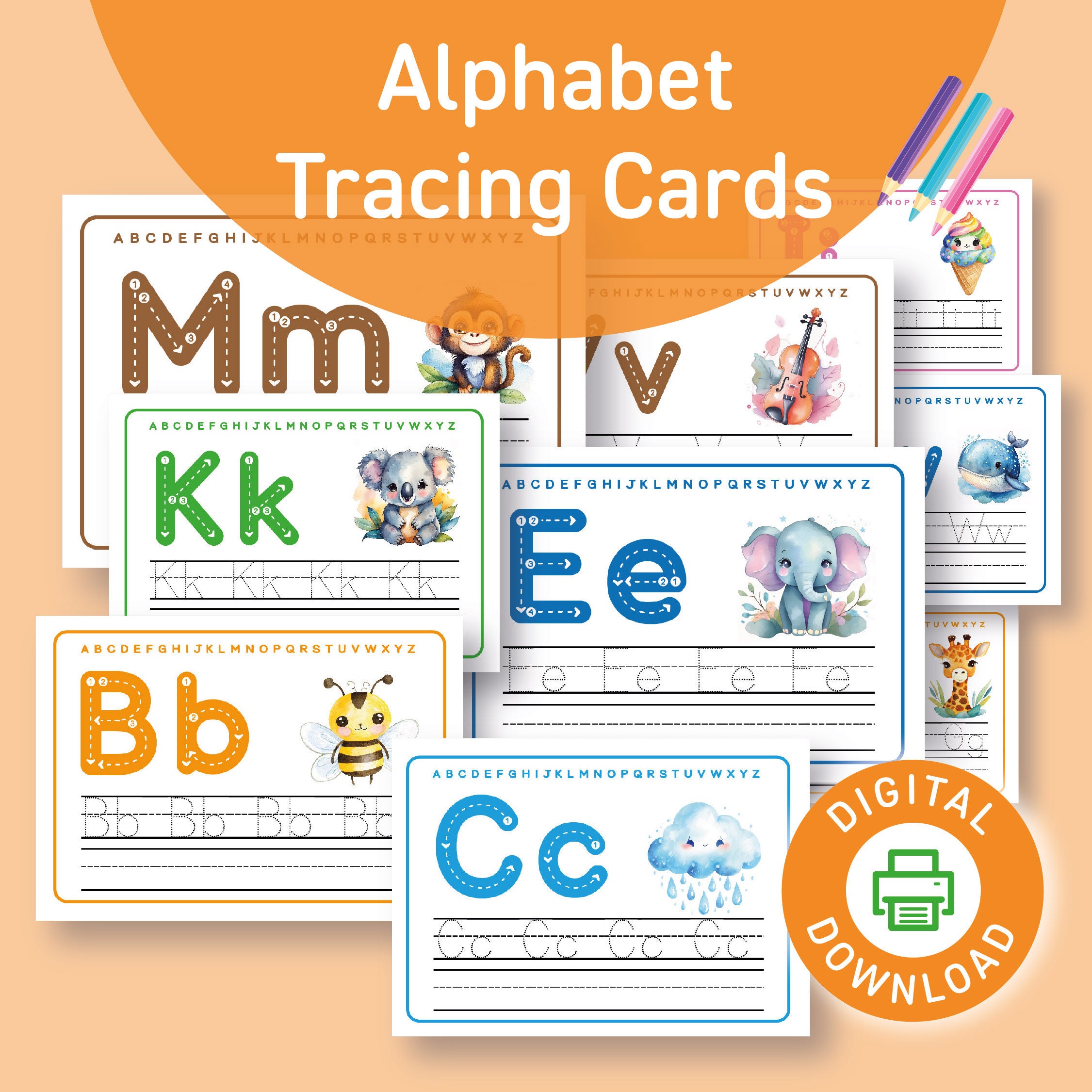 Alphabet Cards | Alphabet Printable Alphabet Flashcards | Preschool ...