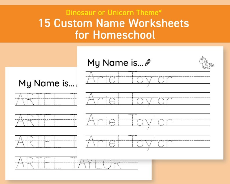 15 Custom Name Tracing Sheets, Handwriting Practice, Preschool ...