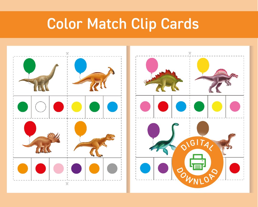 8 Color Match Clip Cards Preschool Printables Preschool Learning ...