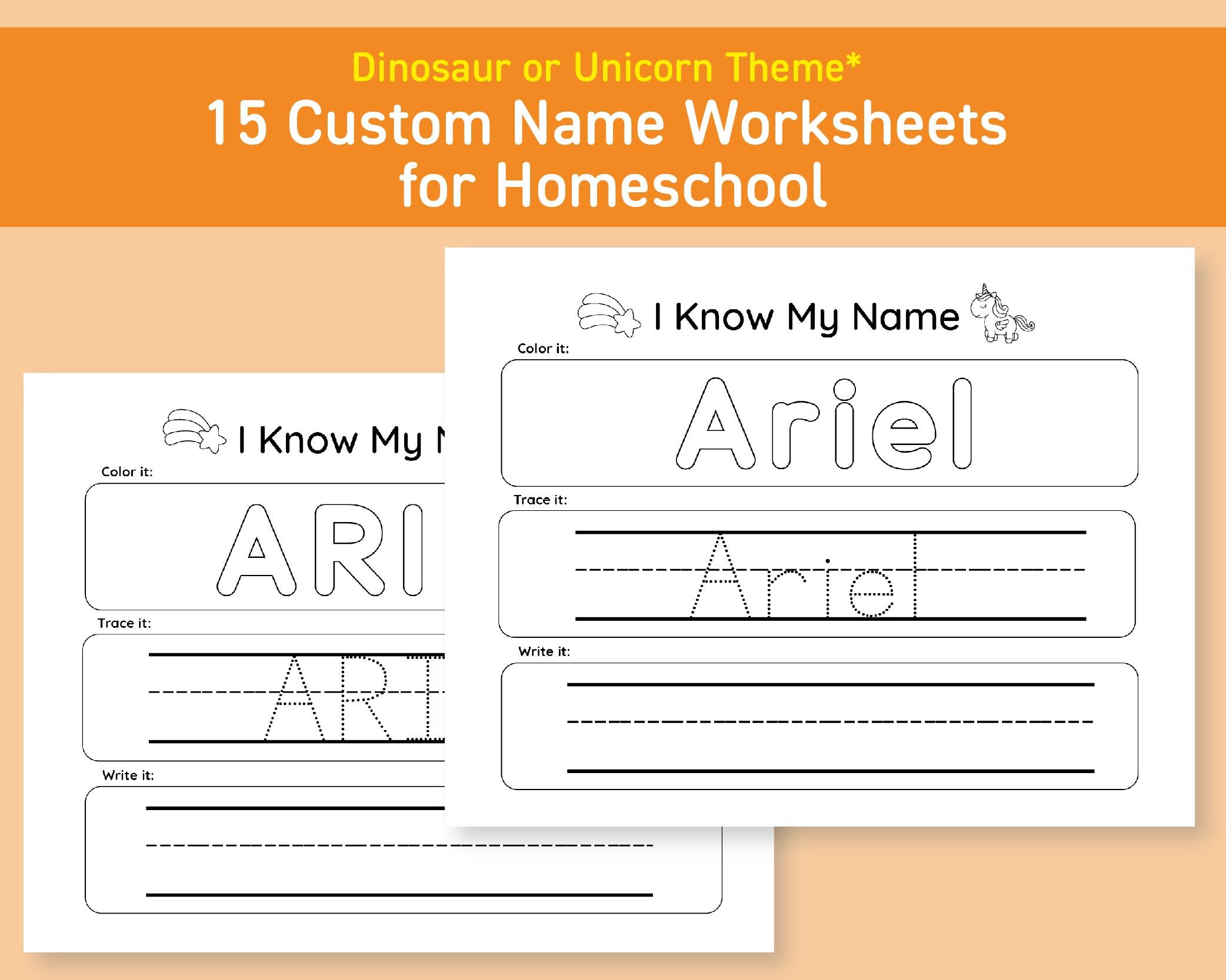 15 Custom Name Tracing Sheets, Handwriting Practice, Preschool ...