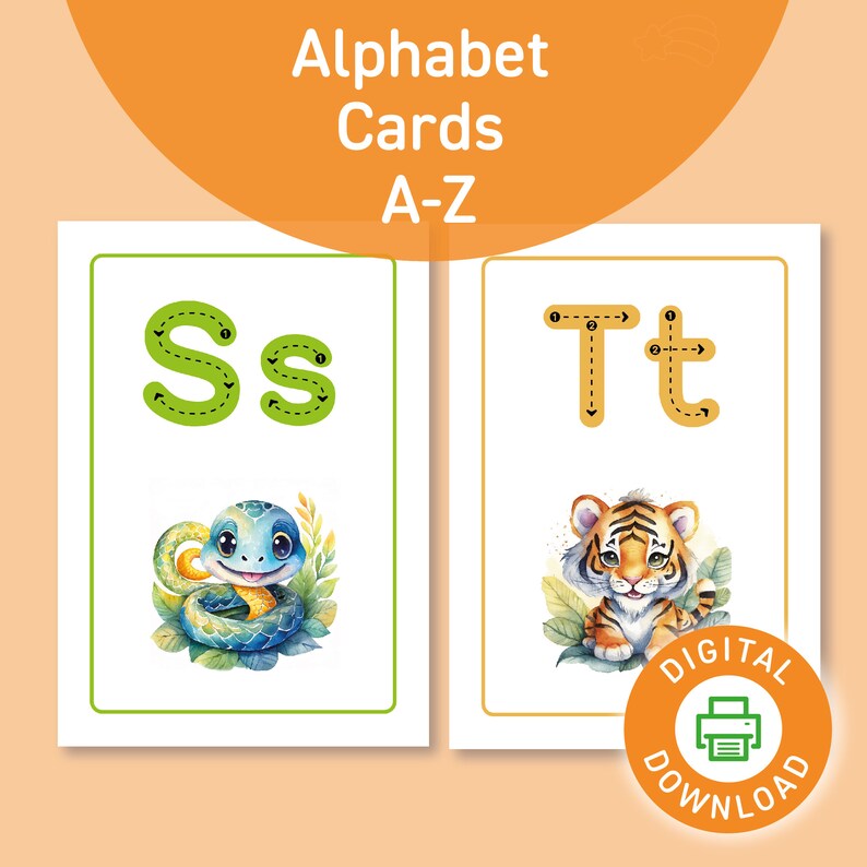 Alphabet Flash Cards Alphabet Tracing Cards Homeschool Printables ABC ...