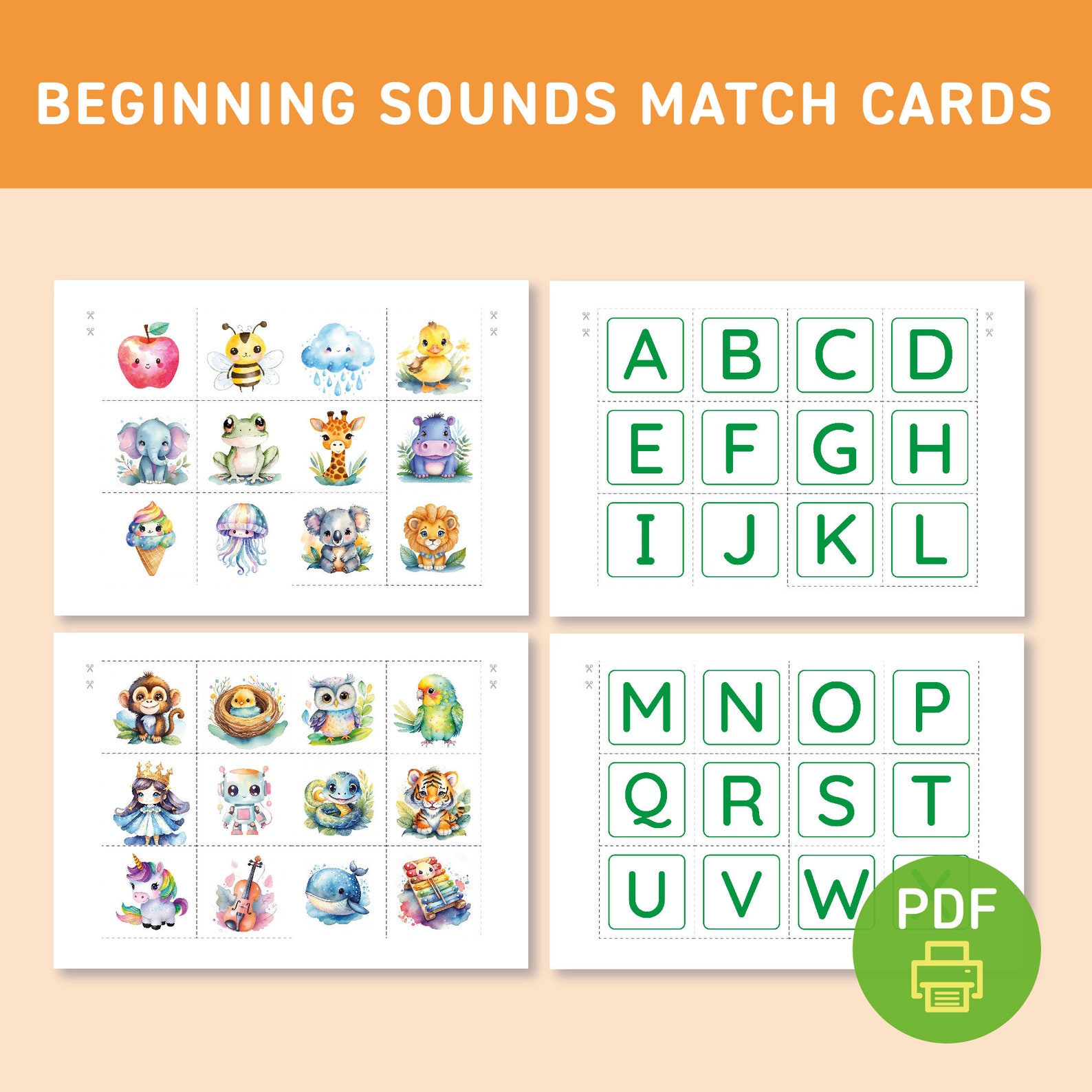 Magnet Tiles Beginning Sounds Matching Cards, Educational Printables ...