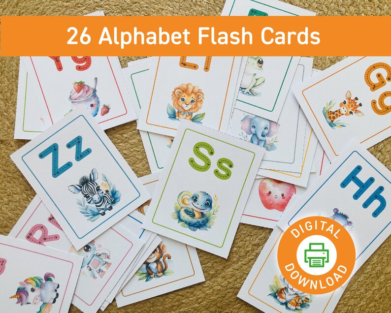 Alphabet Flash Cards Alphabet Tracing Cards Homeschool Printables ABC ...