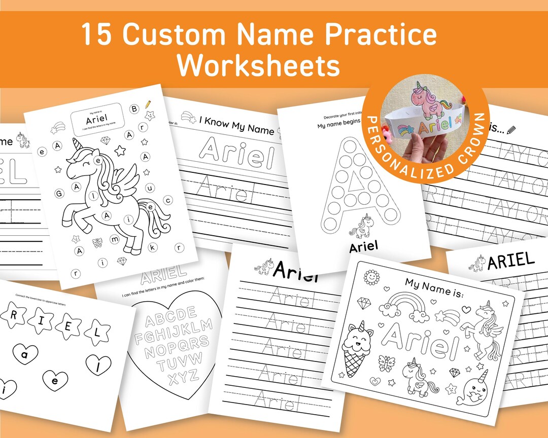 15 Custom Name Tracing Sheets, Handwriting Practice, Preschool ...