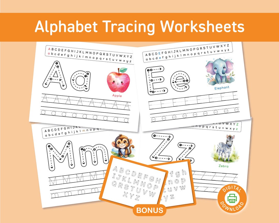 Alphabet Tracing Worksheets for Kids, Alphabet Trace and Color, Letter ...