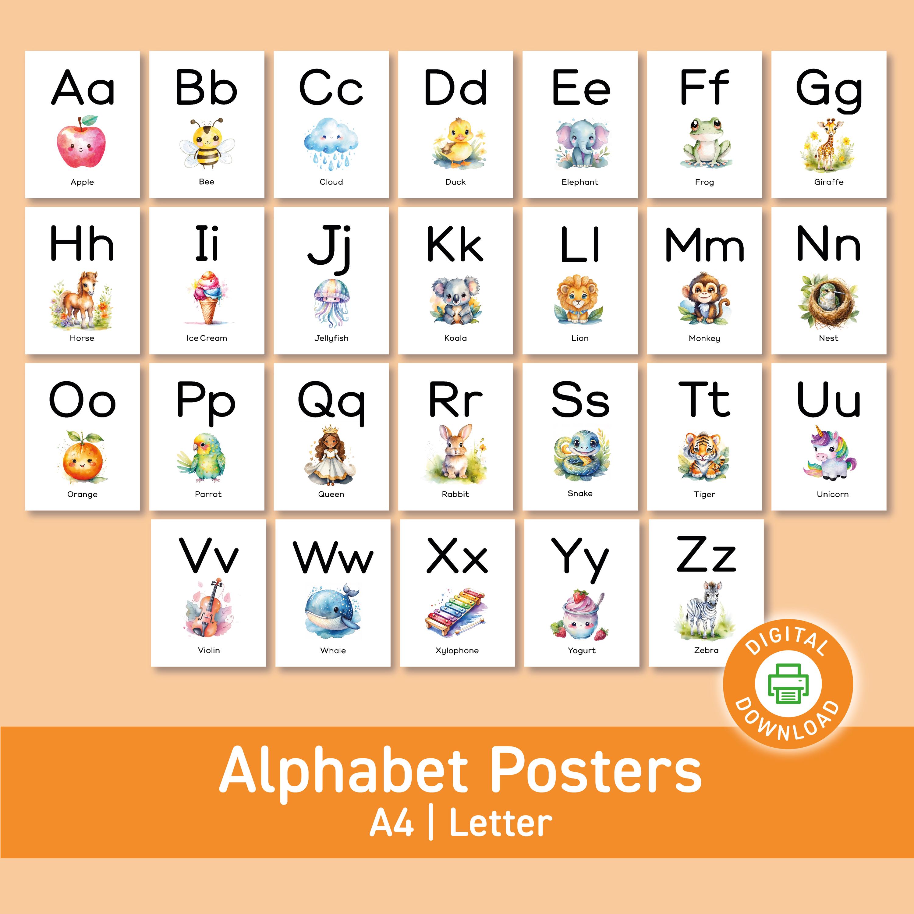 Alphabet Posters for Classroom Decor, Alphabet Home Schooling ...