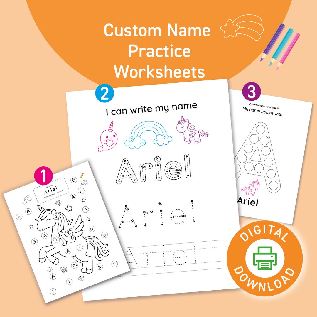 Custom Name Tracing Sheet Handwriting Practice Homeschool Printables ...