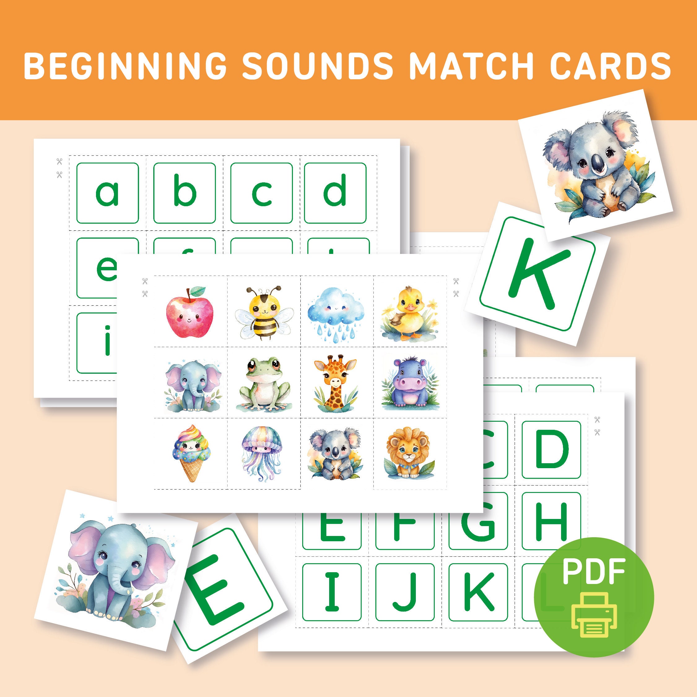 Magnet Tiles Beginning Sounds Matching Cards, Educational Printables ...