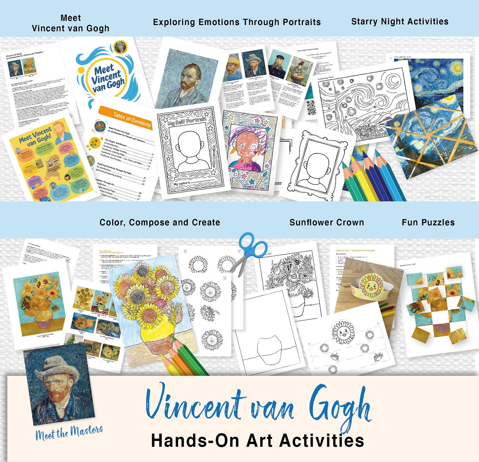 Van Gogh Art Activities Kit for Kids: Homeschool Art Projects (digital ...