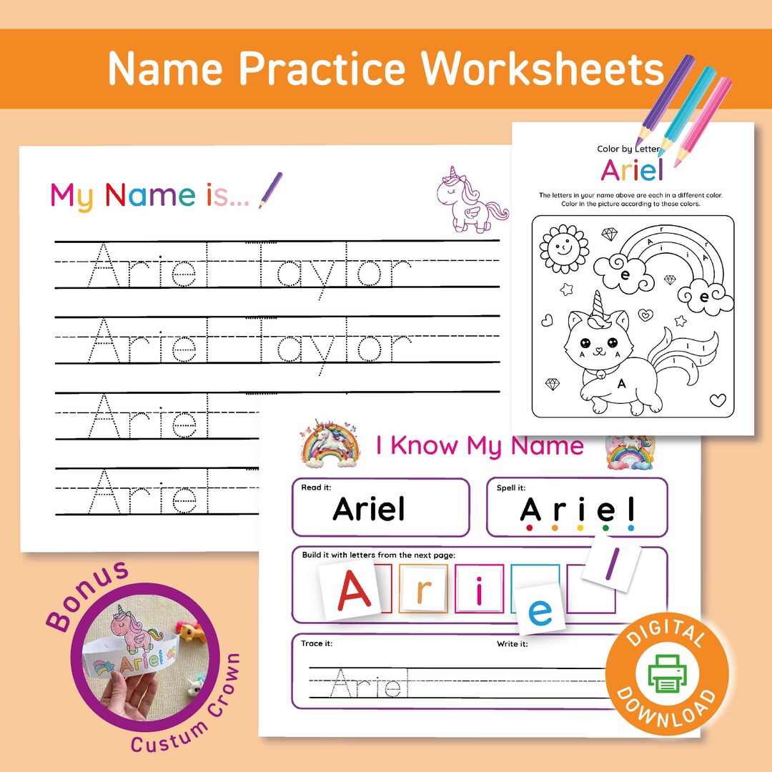 3 Custom Name Worksheets | Customize Name Tracing | Montessori Activity ...