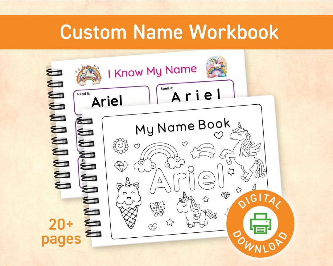 Custom Name Workbook, Name Tracing Sheets, Preschool Worksheet, Custom ...