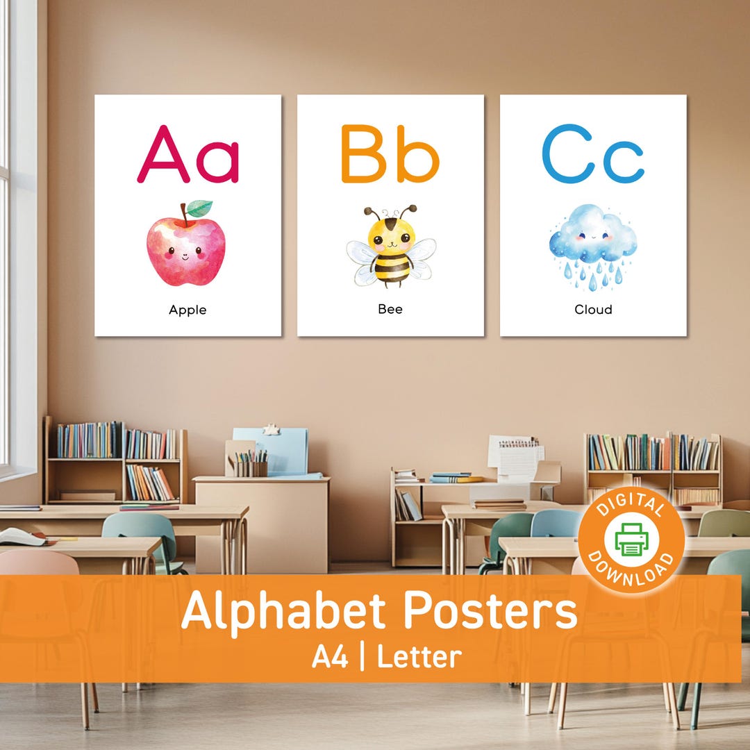 Alphabet Posters for Classroom Decor, Alphabet Home Schooling ...