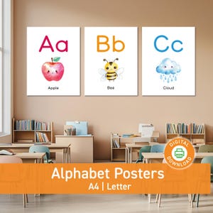 Alphabet Posters for Classroom Decor, Alphabet Home Schooling ...