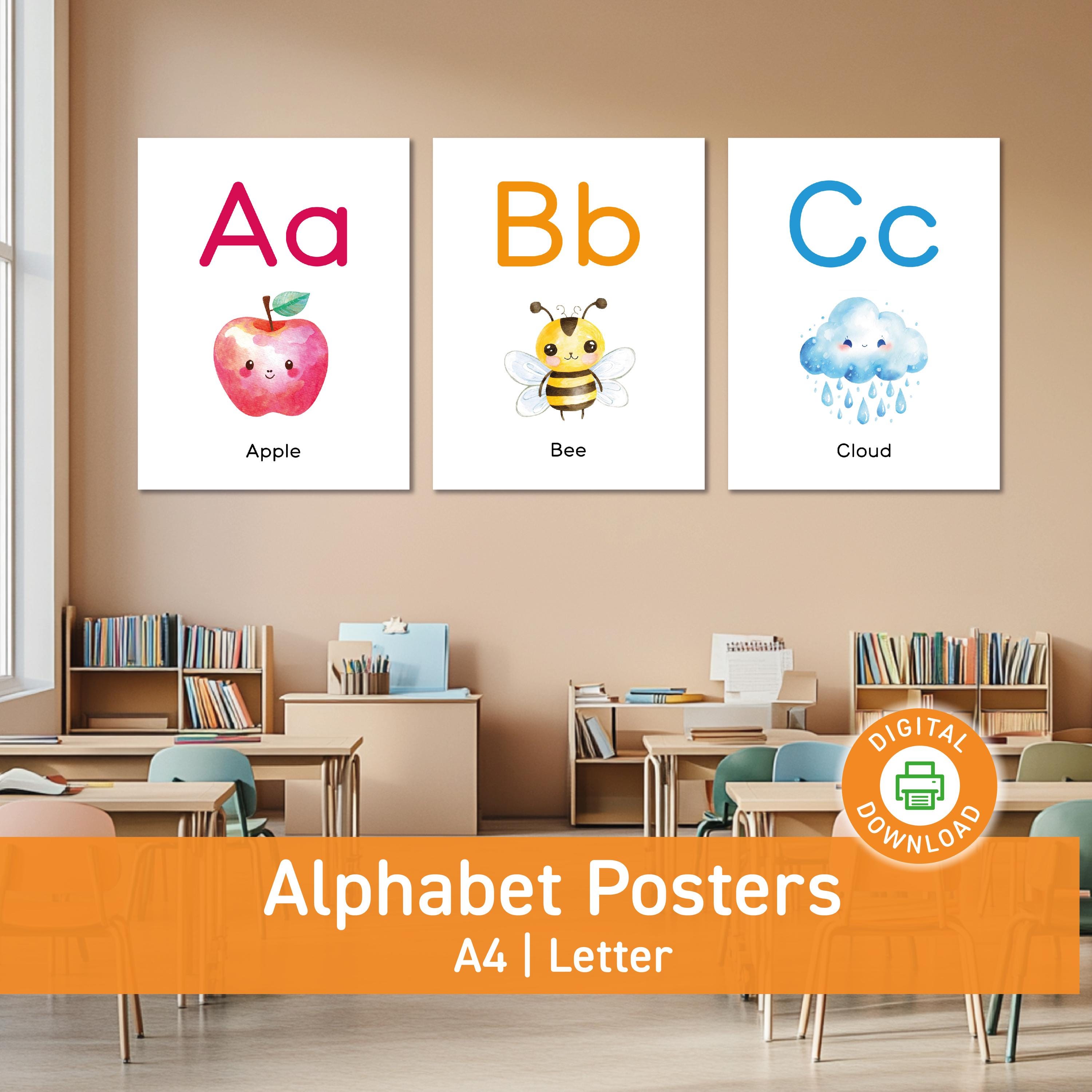 Alphabet Posters for Classroom Decor, Alphabet Home Schooling ...