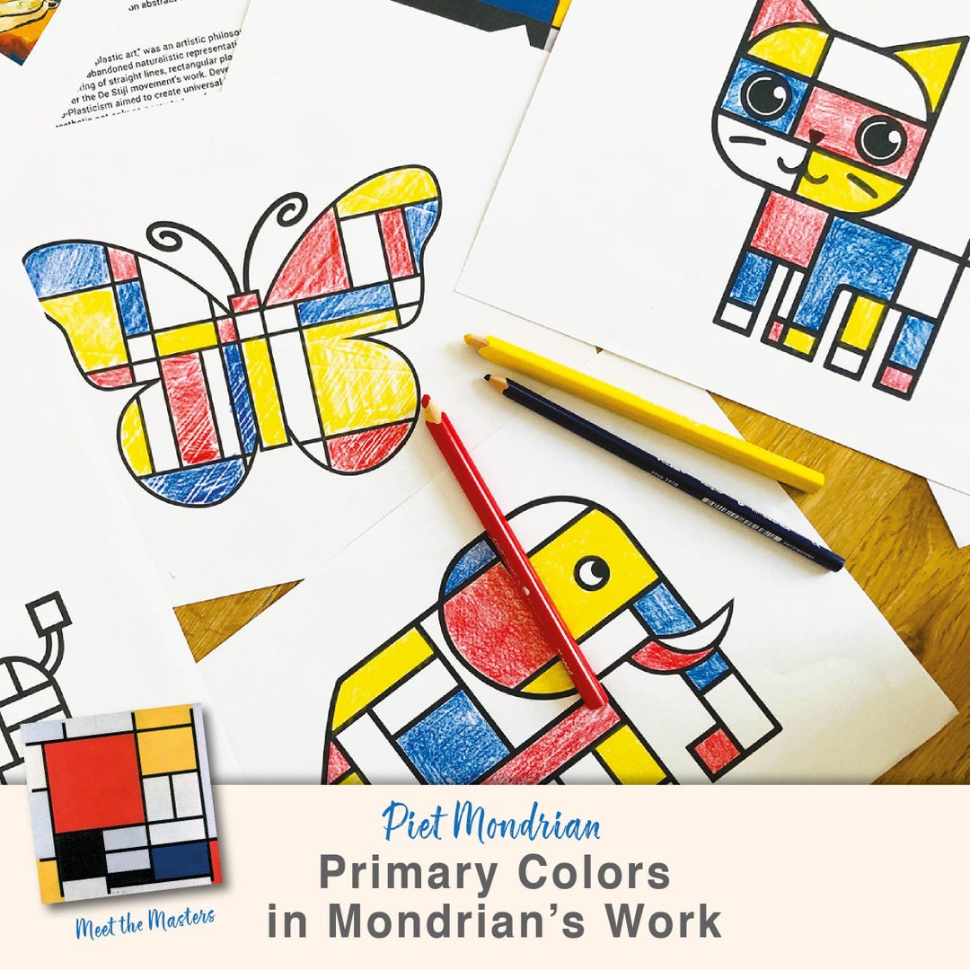Piet Mondrian Art Activities for Kids – Digital Download Kit, Primary ...