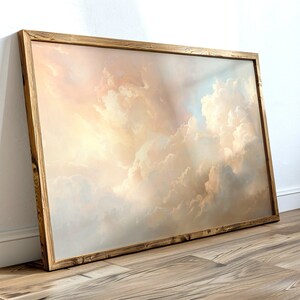 Clouds Neutral Painting - Coquette Girl's Room Decor - Horizontal Large ...