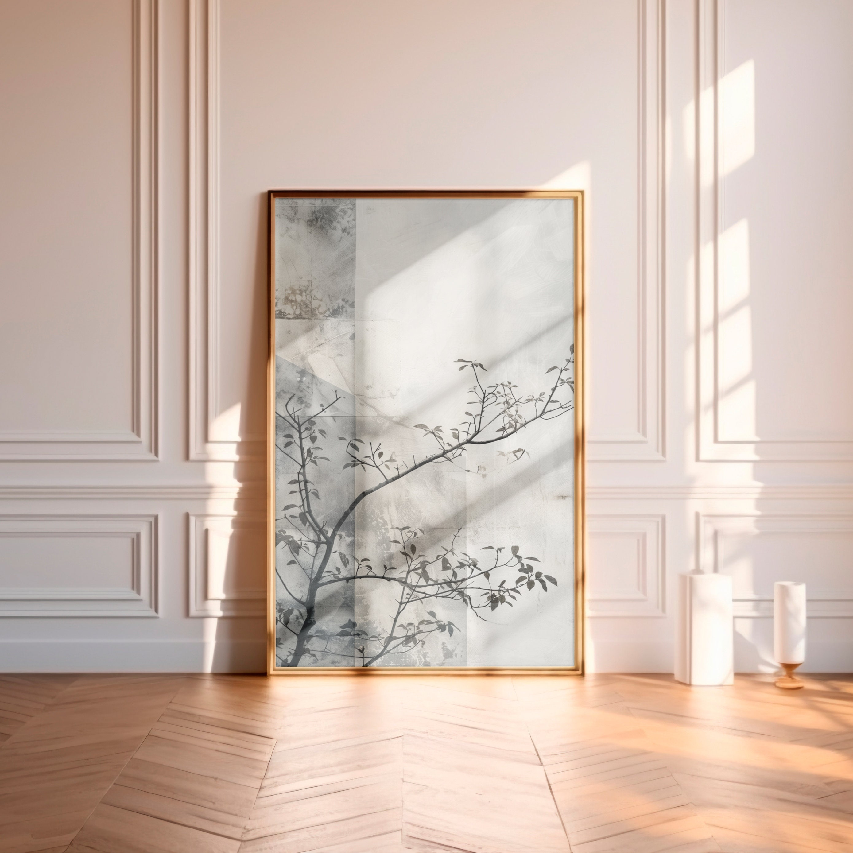 Japandi Neutral Wall Art Grey Abstract Print Minimalist Neutral Gallery ...