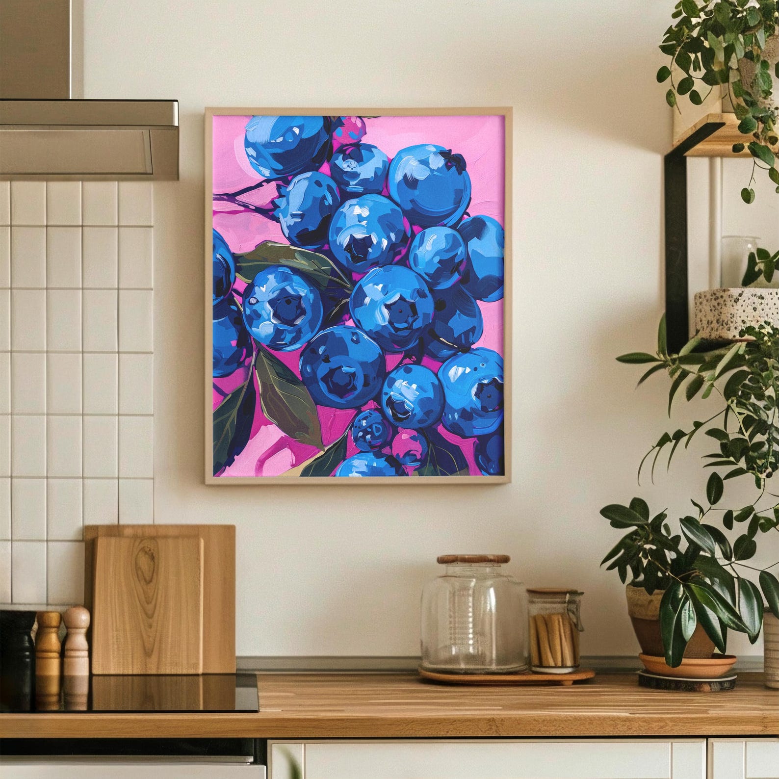 Blueberry Painting Wall Art Berry Art Print for Kitchen Blueberries ...