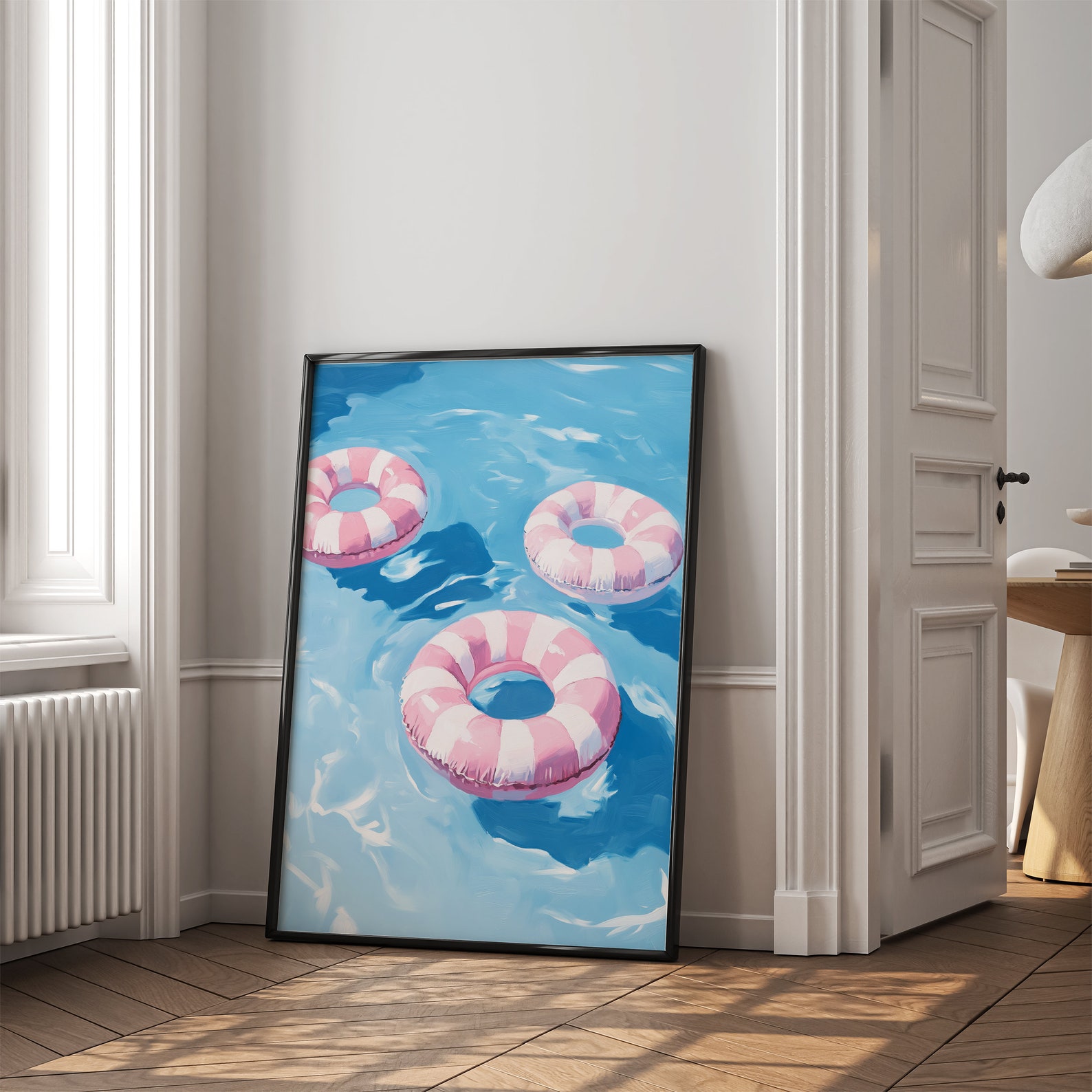 Pink Pool Inner Tube Painting - Summer Print for Beach House Decor ...