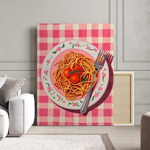 Pasta Painting Wall Art - Spaghetti Print for Kitchen - Pasta Poster ...