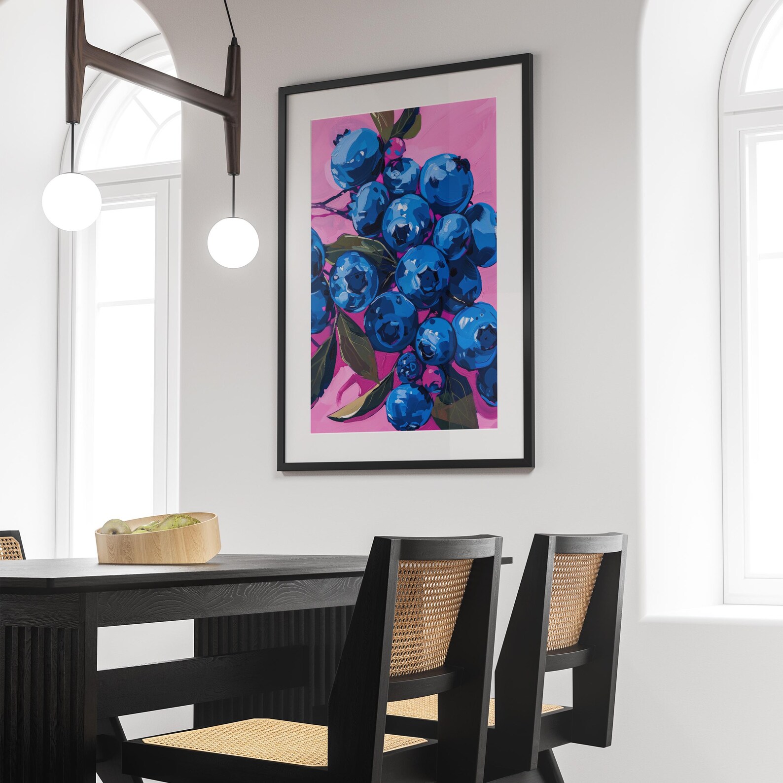 Blueberry Painting – Kitchen Fruit Wall Art, Colorful Dining Room ...