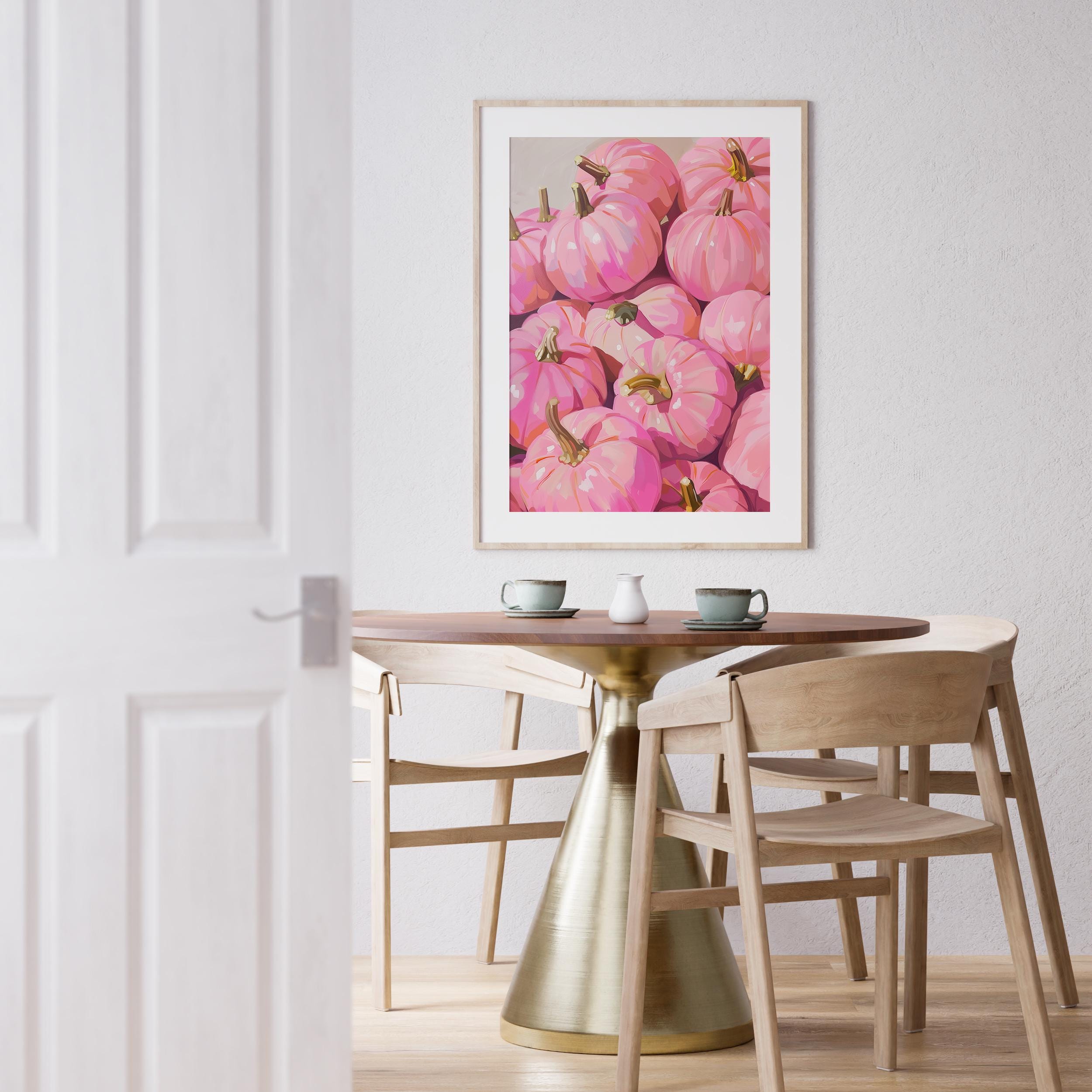 Pink Pumpkins Painting – Pastel Autumn Wall Art, Halloween Fall Decor ...