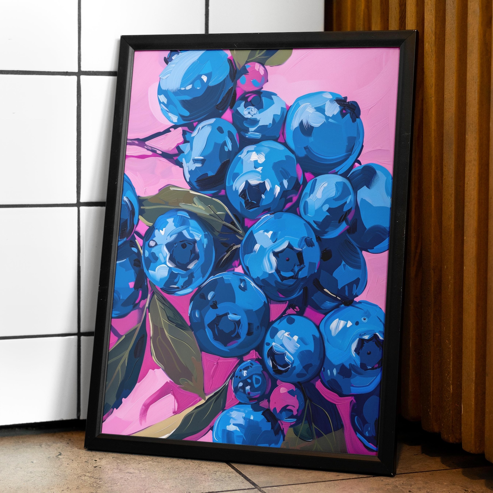 Blueberry Painting Wall Art Berry Art Print for Kitchen Blueberries ...
