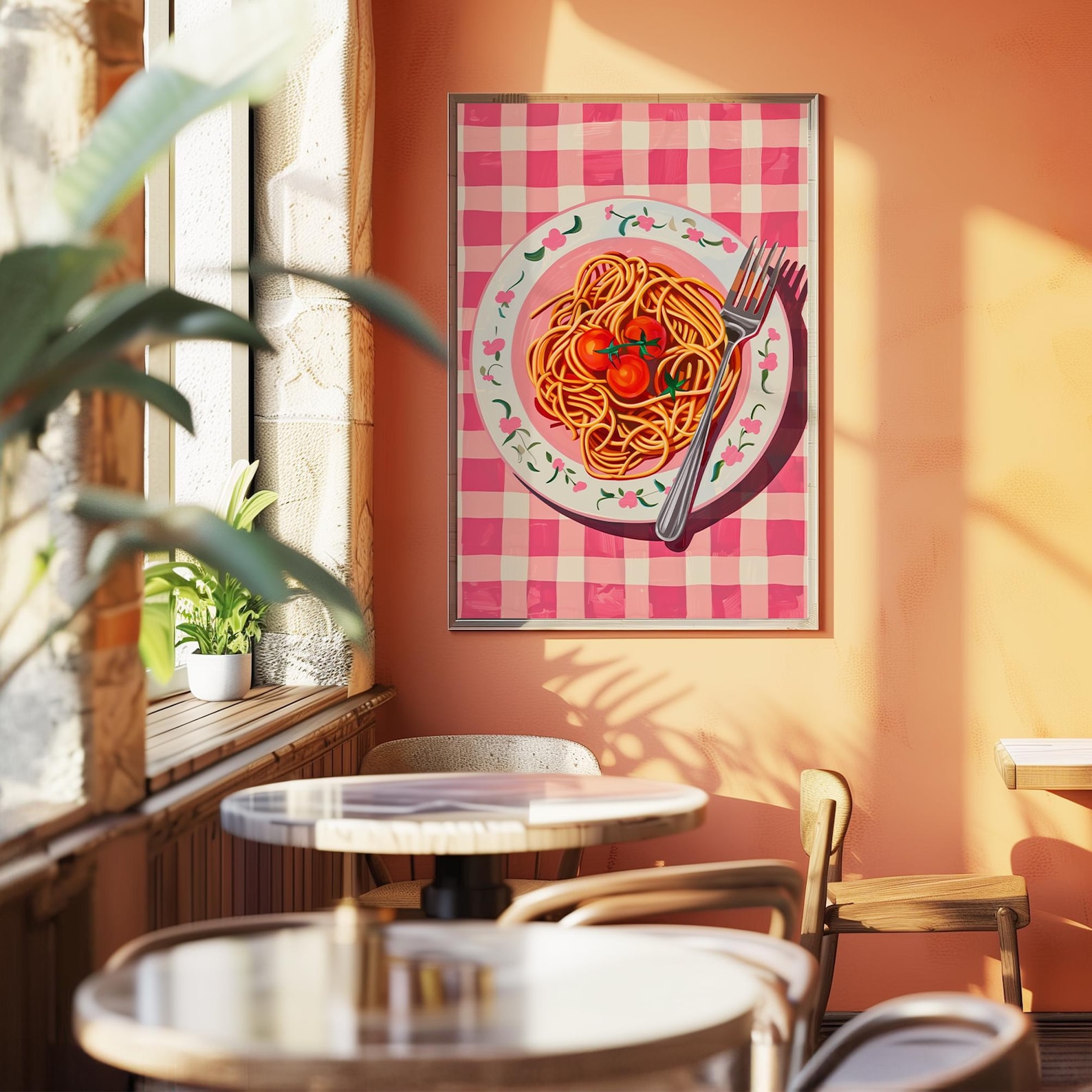 Pasta Painting Wall Art - Spaghetti Print for Kitchen - Pasta Poster ...