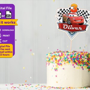 Printable Cars Cake Topper, Cars Birthday Party Cake Topper,cars ...