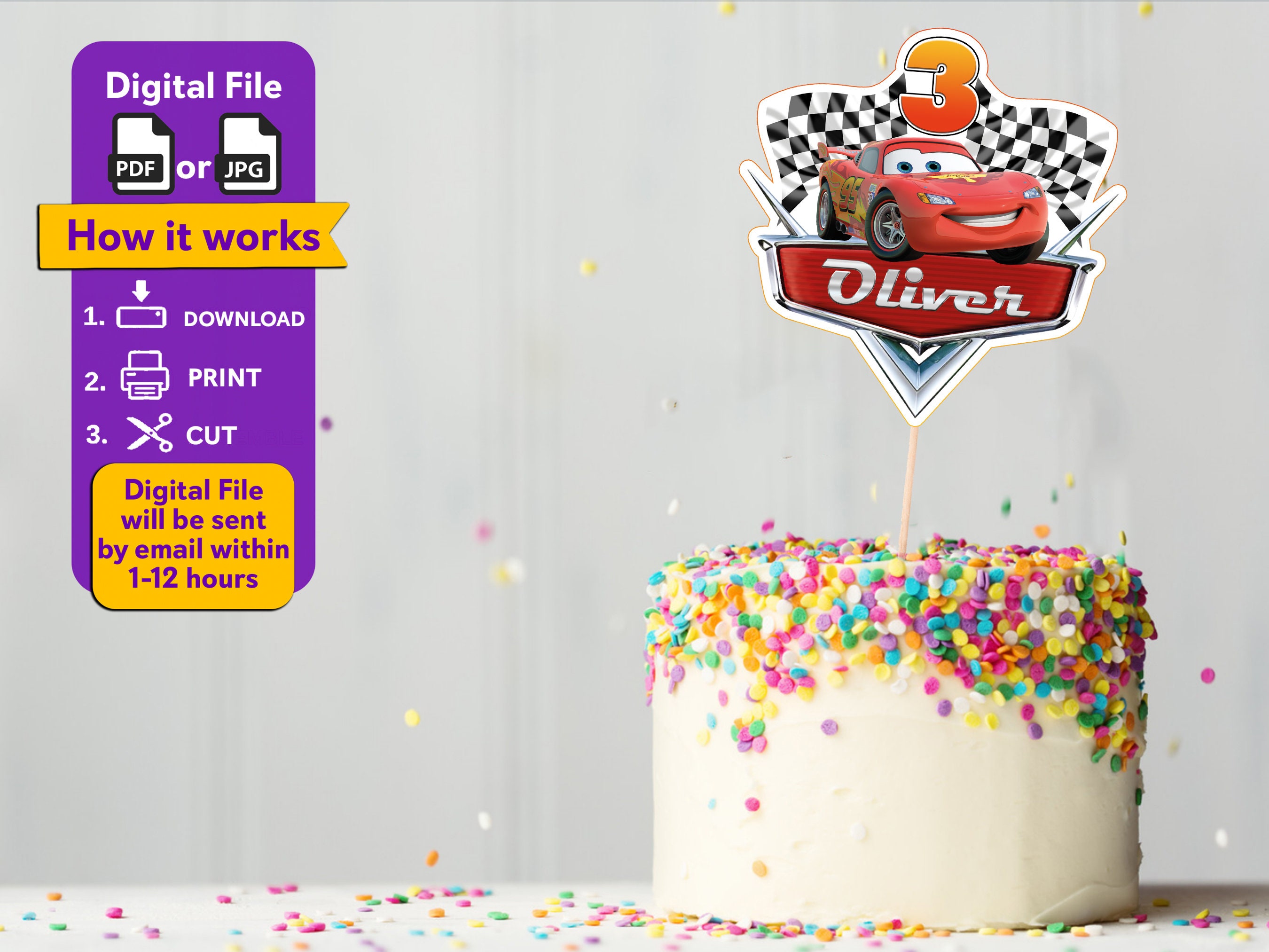 Printable Cars Cake Topper, Cars Birthday Party Cake Topper,cars ...