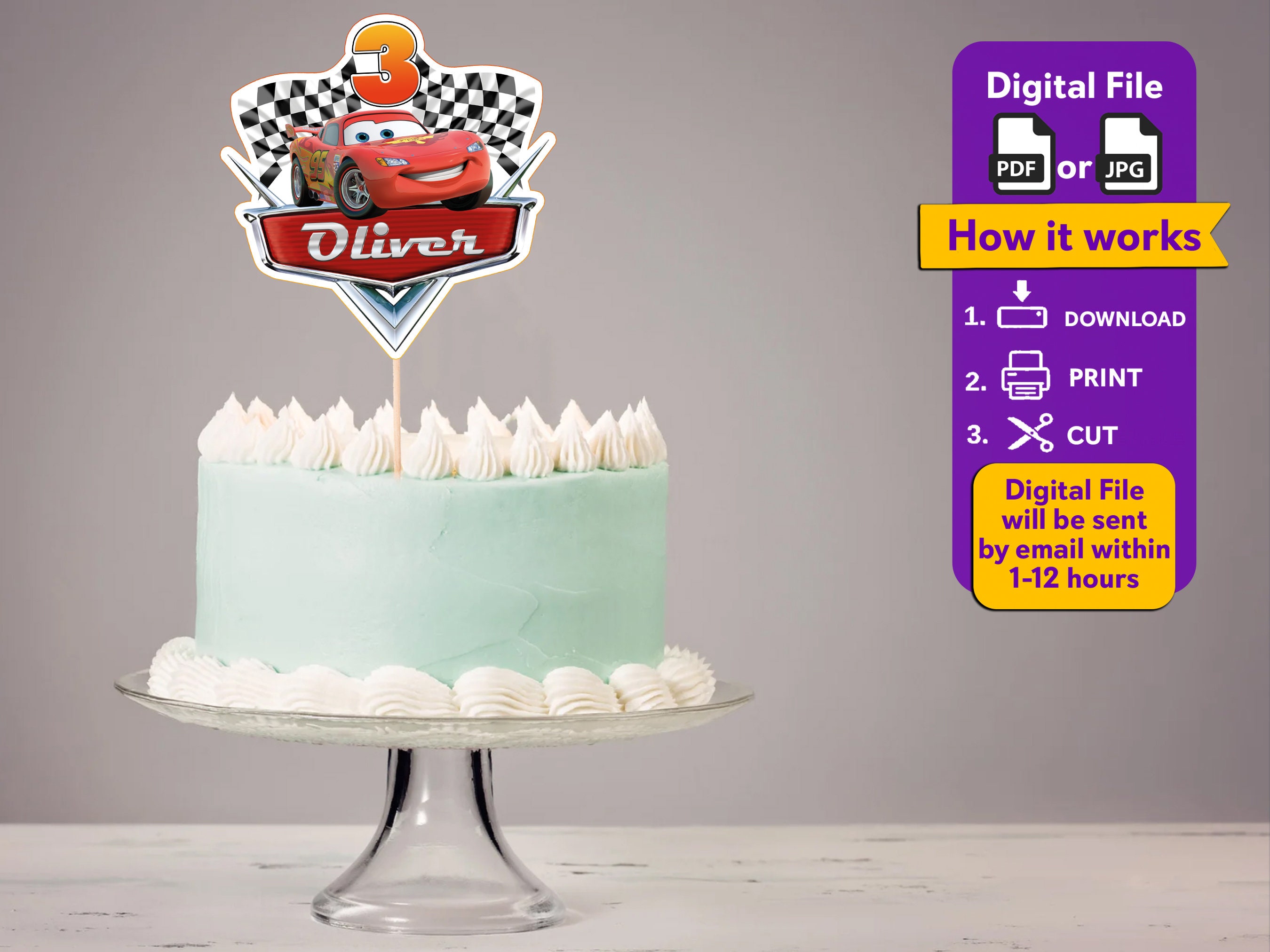 Printable Cars Cake Topper, Cars Birthday Party Cake Topper,cars ...
