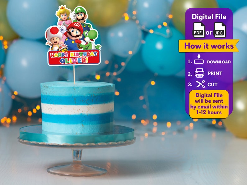 Super Mario Brothers Cake Topper, Super Mario Cake Topper, Birthday ...