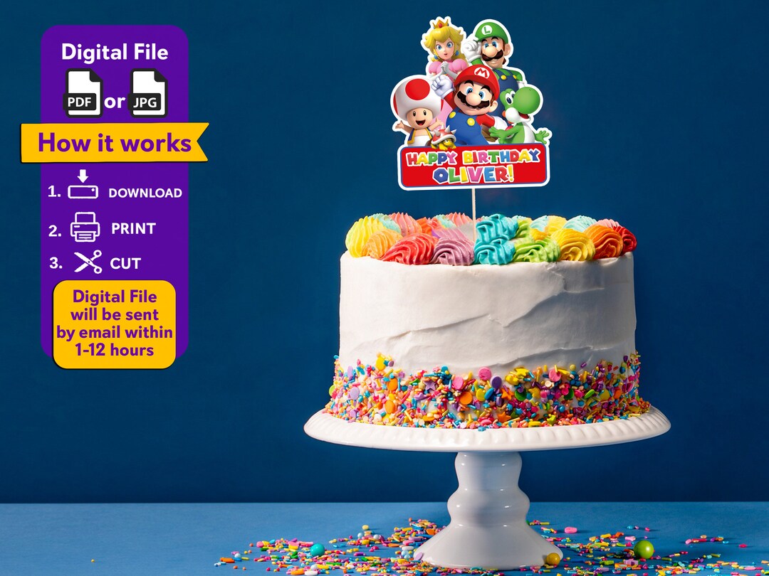 Super Mario Brothers Cake Topper, Super Mario Cake Topper, Birthday ...