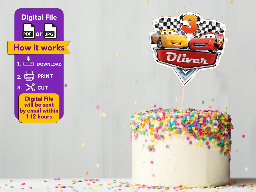Printable Cars Cake Topper, Cars Birthday Party Cake Topper,cars ...