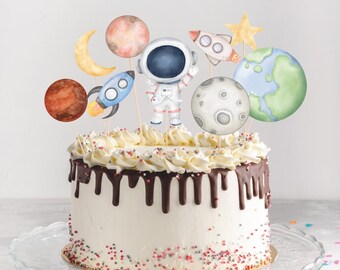 Printable Space Cake Topper Space Birthday Party Centrepiece Galaxy ...