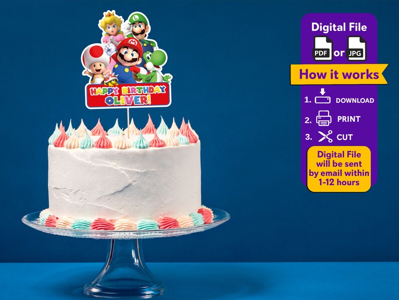 Super Mario Brothers Cake Topper, Super Mario Cake Topper, Birthday ...