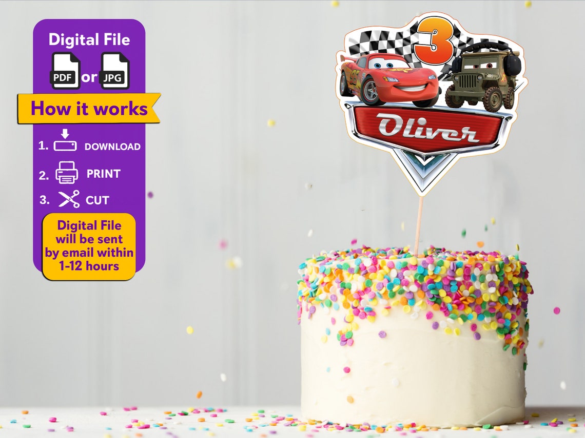 Printable Cars Cake Topper, Cars Birthday Party Cake Topper,cars ...