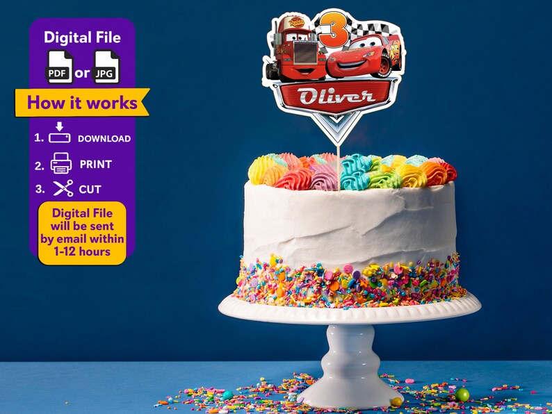 Printable Cars Cake Topper, Cars Birthday Party Cake Topper,cars ...