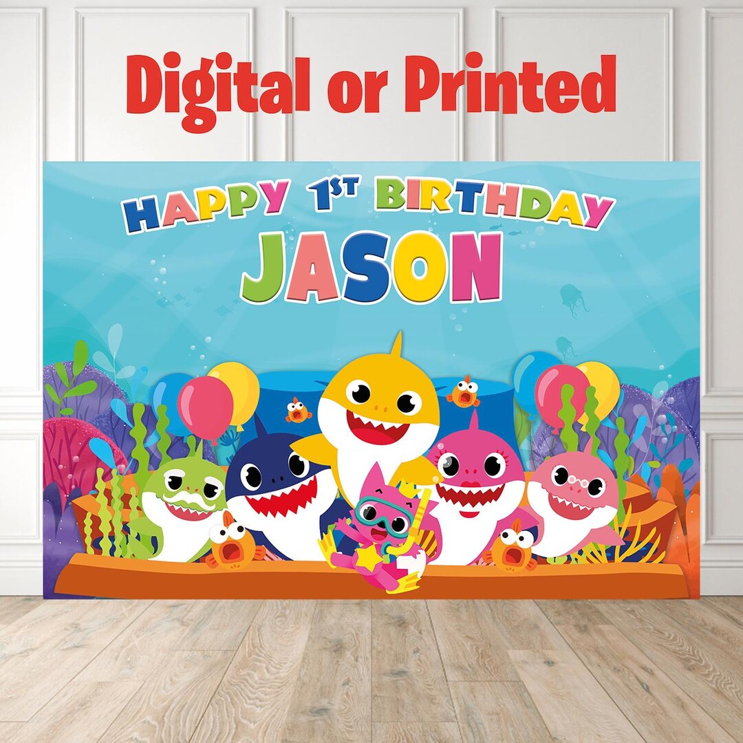 Baby Shark Birthday Backdrop,baby Shark Personalized Birthday Banner ...