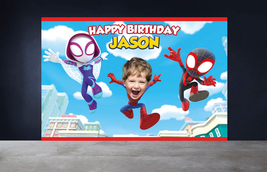 Spidey and His Amazing Friends Kids Custom Portrait Birthday Backdrop ...