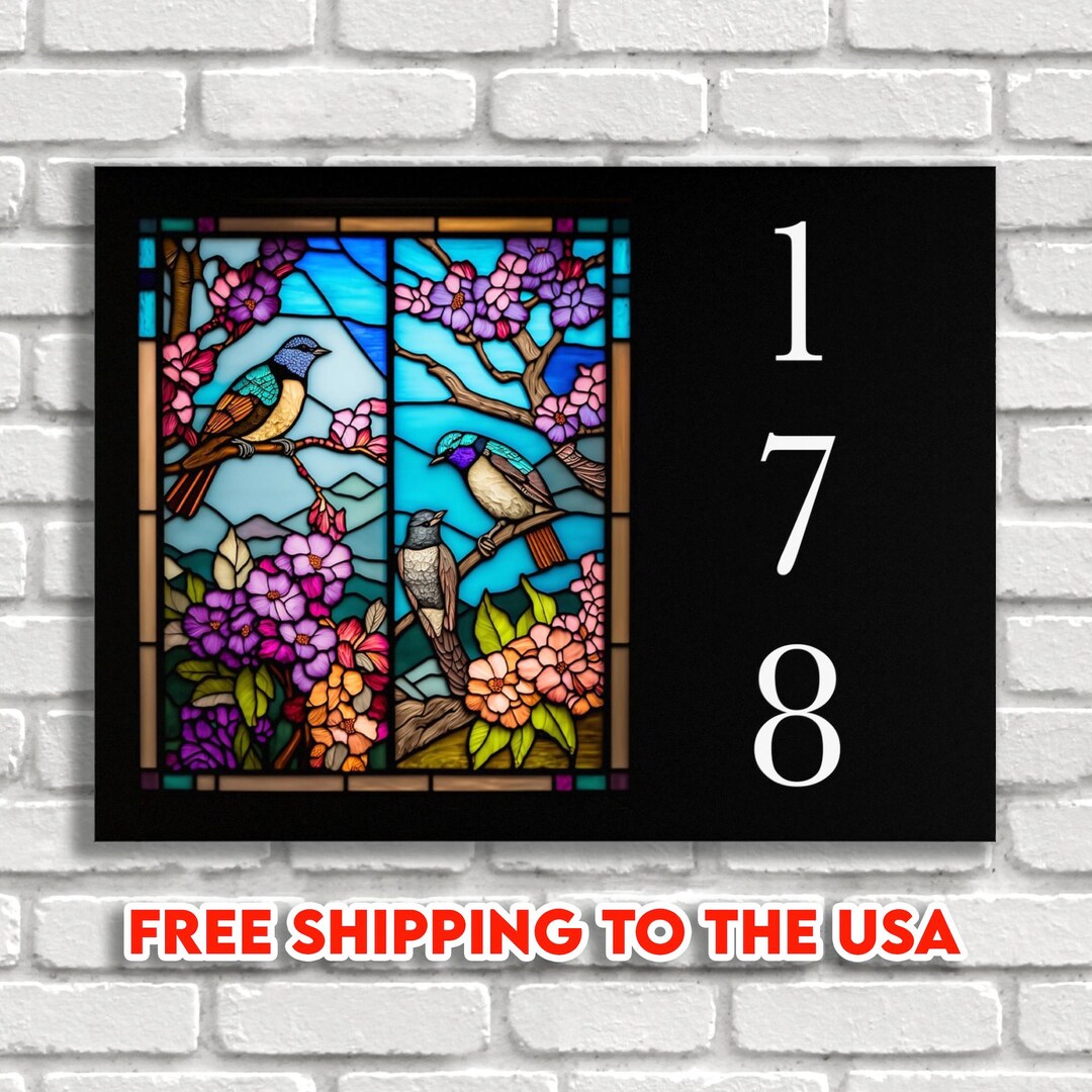 Custom Ceramic Large House Numbers,stained Glass Tile House Number Sign ...