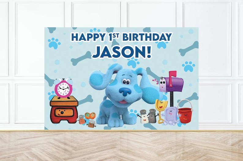 Blues Clues Birthday Backdrop, Blues Clues Personalized Birthday Banner,personalized Backdrop ...
