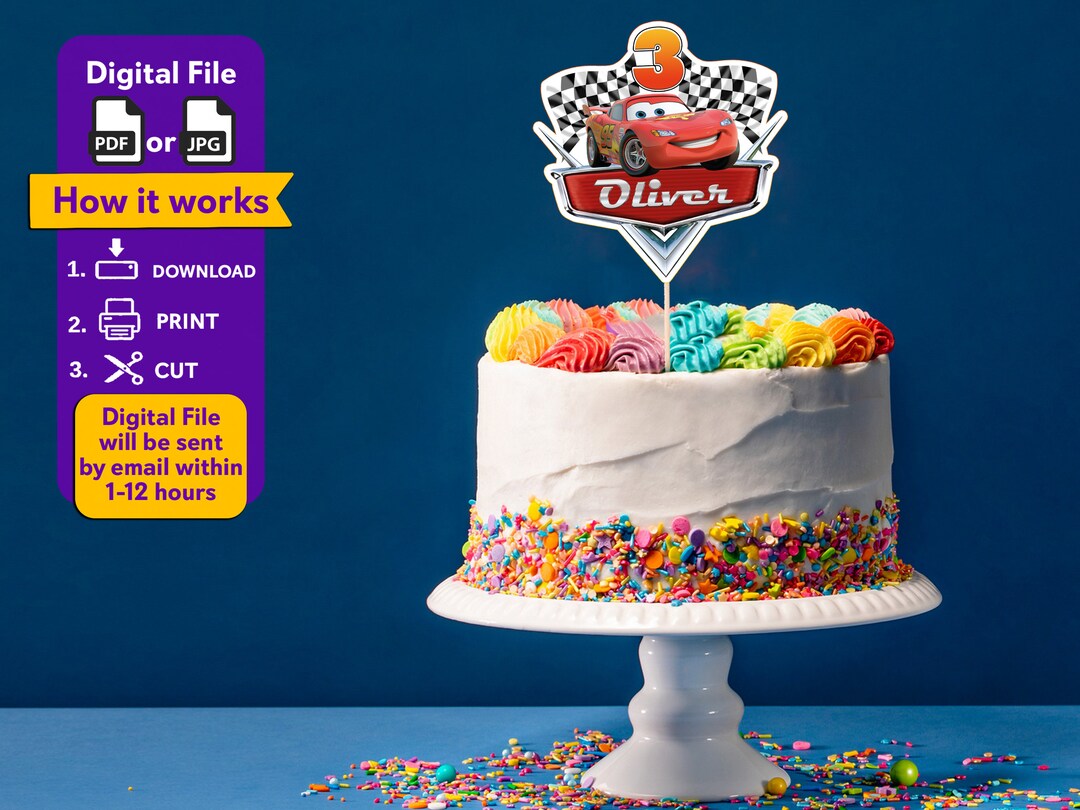 Printable Cars Cake Topper, Cars Birthday Party Cake Topper,cars ...