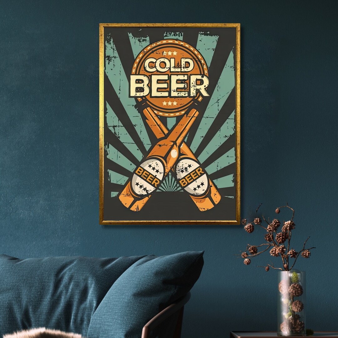 Beer cold Beer, Beer Canvas, Beer Art, Man Cave Art - Etsy