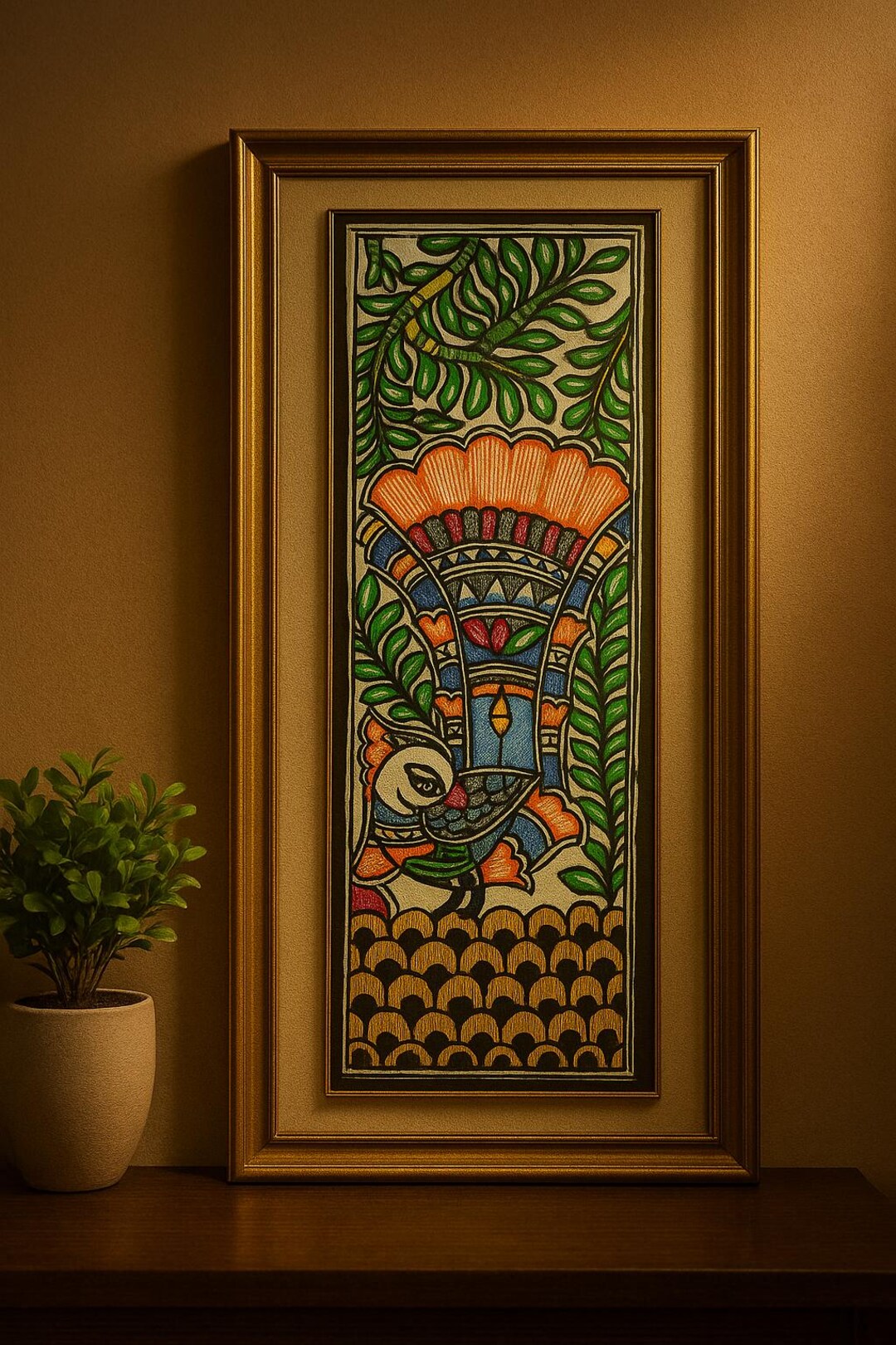 Madhubani Deep Shika: the Bird of Light Handpainting - Etsy