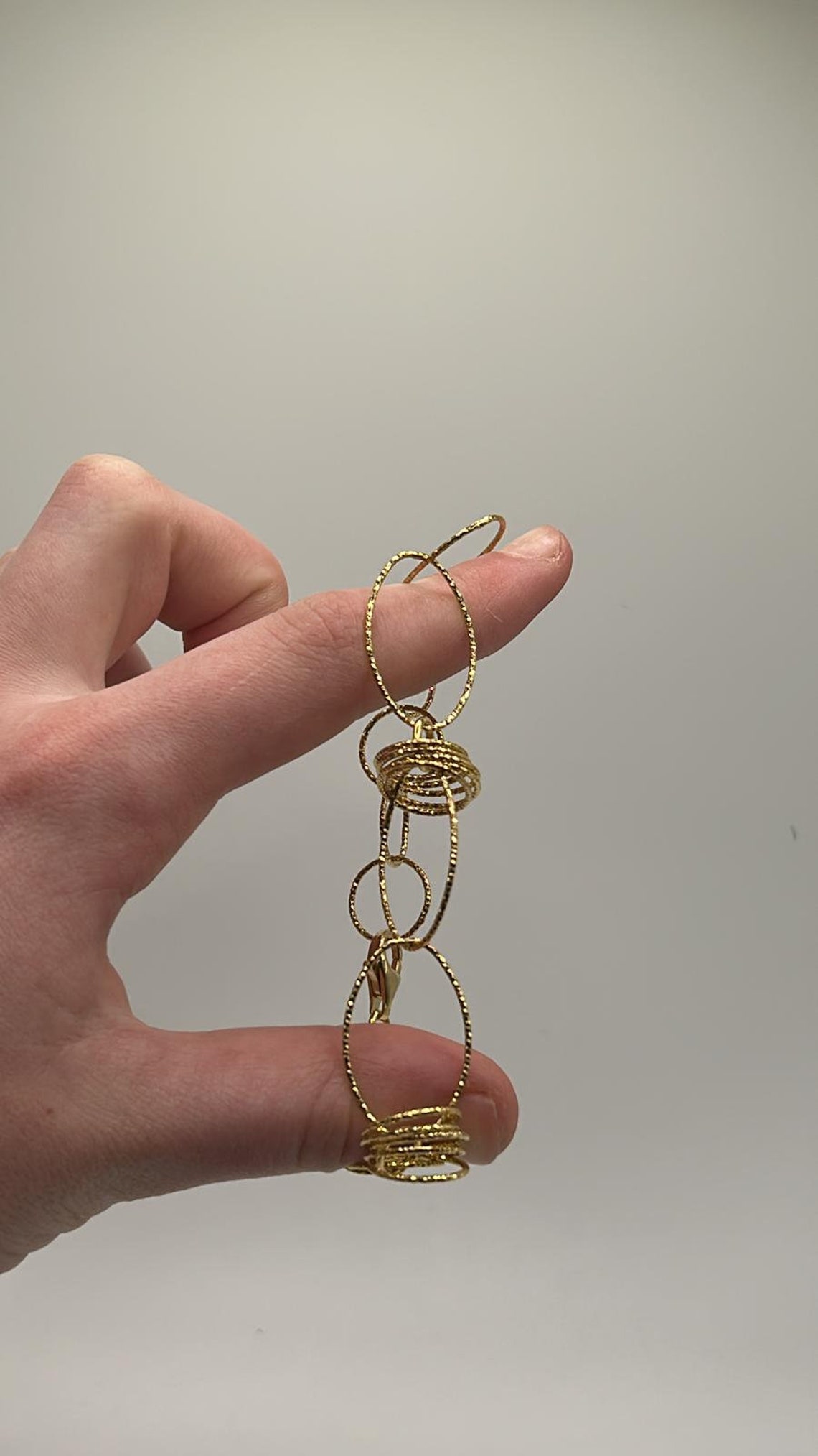 Textured Vermeil Gold Chain Bracelet - Etsy